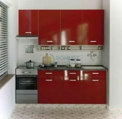 Panel A Magasfényű Piros Konyhabútor 220 cm | Rendezze be lakását a ...